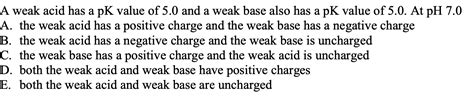 A A Weak Acid Has A Pk Value Of 5 0 And A Weak Base