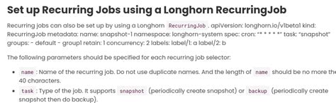 BUG YAML In Recurring Snapshots And Backups Page Is Out Of Format Issue Longhorn
