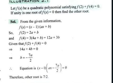 let f x be a quadratic polynomial satisfying f 2 f 4 0 if unity is on