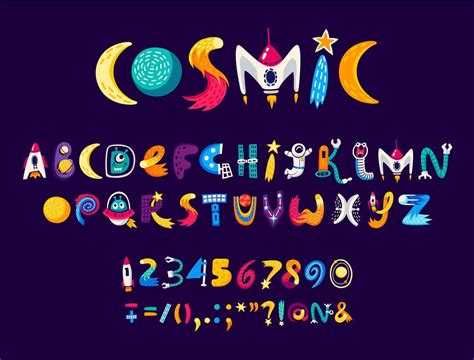 Cartoon Space Font Universe Type Galaxy Typeface 12962651 Vector Art