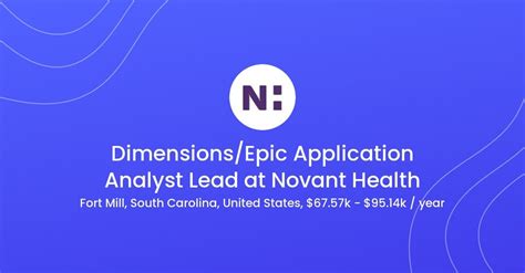 Dimensions Epic Application Analyst Lead At Novant Health Via R