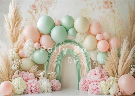 Avezano Boho Arch Balloons And Flowers Photography Backdrop Designed B