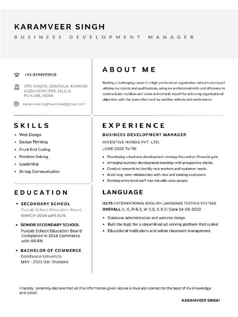 Karamveer Singh Resume Pdf