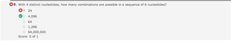 Solved 8 With 4 Distinct Nucleotides How Many Combinations