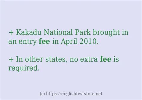 Fee Example Sentences Englishteststore Blog