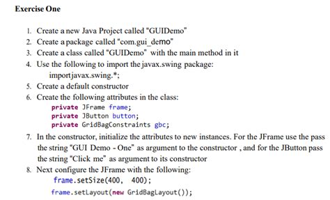 Solved 1 Create A New Java Project Called Guidemo 2