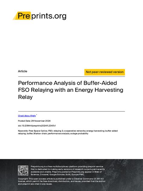 Performance Analysis Of Buffer Aided Fso Relaying With An Energy Harvesting Relay Pdf