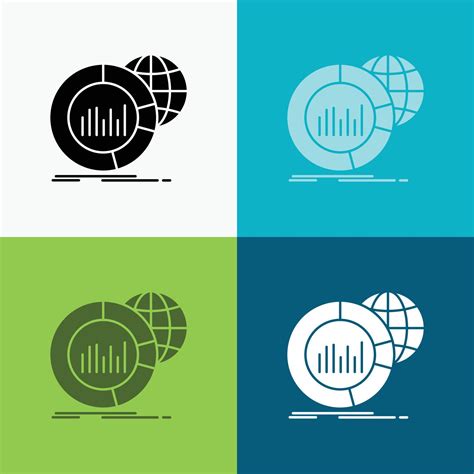 Big Chart Data World Infographic Icon Over Various Background Glyph Style Design Designed