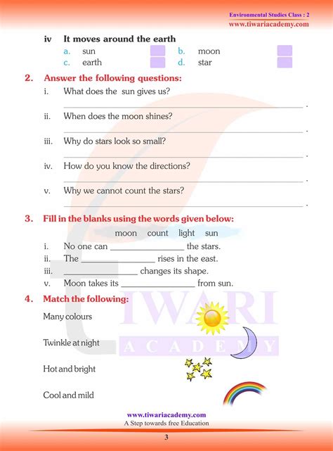 Ncert Solutions For Class 2 Evs Chapter 15 The Sun Moon And Stars
