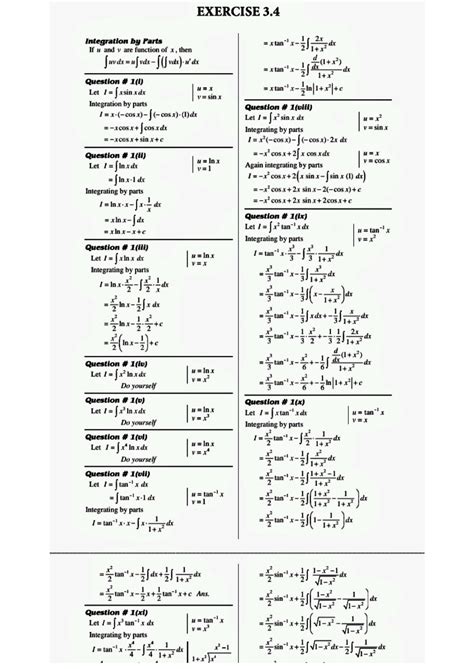 solution integration chapter 3 exercises 3 4 mathematics ics part ii