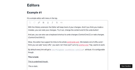 Simple Text Editor Codesandbox