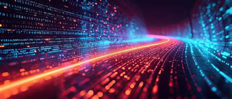 streaming data binary data moving on a digital road digital code road concept generative ai