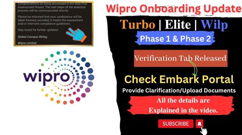 Wipro Onboarding Update Check Embark Portal Turbo Elite And Wilp