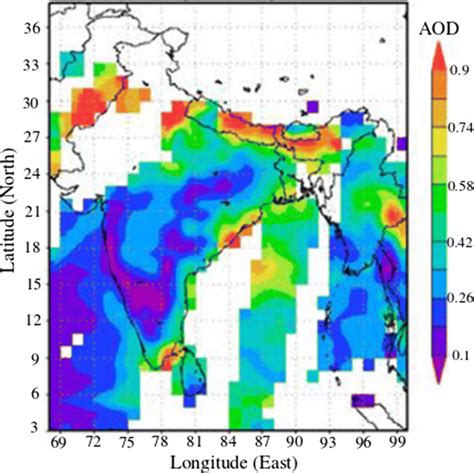 Displays Modis Aod Data With Growth Of Strong Aerosol Layer In The