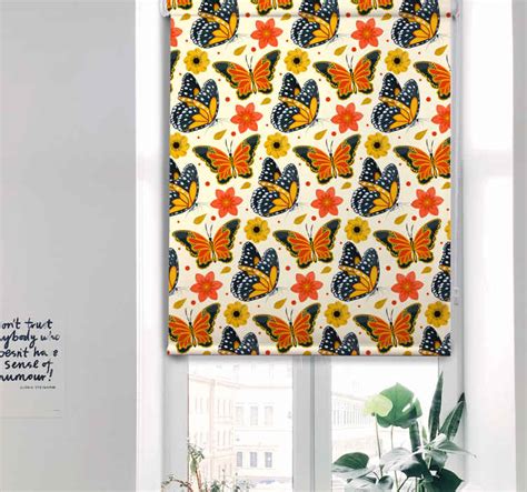 버터플라이 블라인드 나비 꽃 패턴