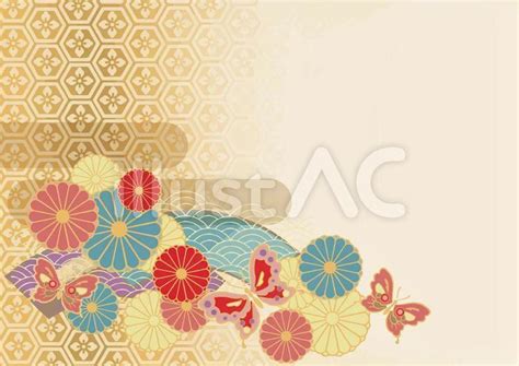免费矢量 和風お花背景 蝶