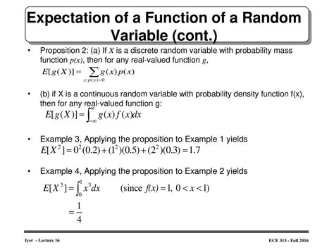 Expectations Of Random Variables Functions Of Random Variables Ppt