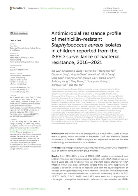 Pdf Antimicrobial Resistance Profile Of Methicillin Resistant Staphylococcus Aureus Isolates