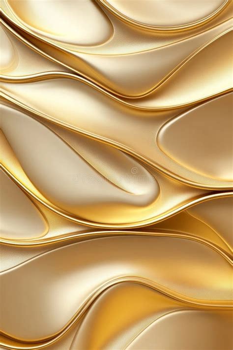 A Luxurious 3d Abstract Design Featuring Smooth Flowing Golden Shapes With A Glossy Metallic