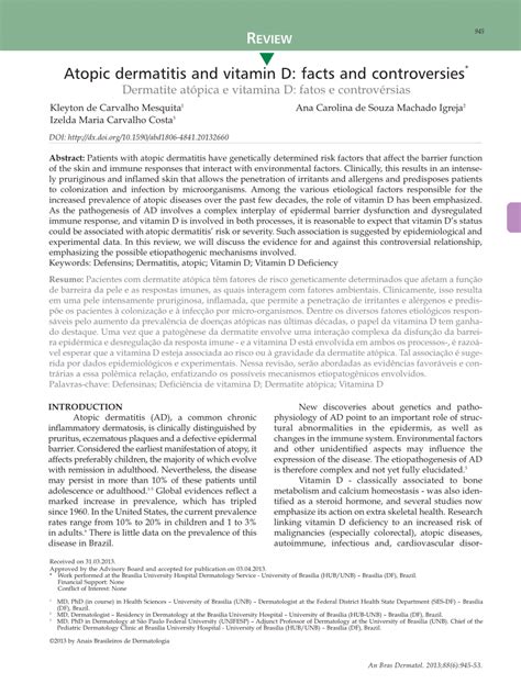 Pdf Atopic Dermatitis And Vitamin D Facts And Controversies