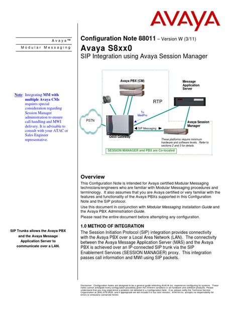 Sip Integration Using Avaya Session Manager