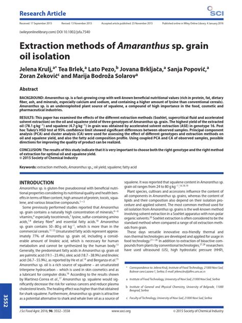 J Sci Food Agric 2015 Krulj Extraction Methods Of Amaranthus Sp
