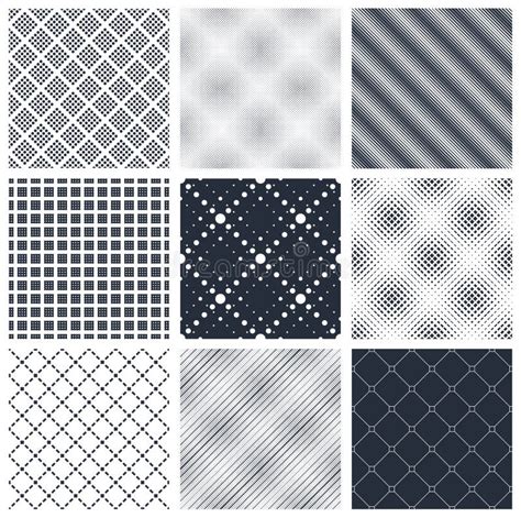Minimal Simple Geometric Seamless Patterns Set Vector Abstract Backgrounds With Lines And Dots