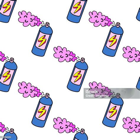 낙서에 어로 졸 스프레이 페인트 깡통 완벽 한 패턴입니다 지 하 문화 거리 예술 배경입니다 벡터 벽지 펑키에 대한 스톡 벡터