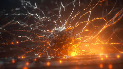 brain synaptic neural network representation with golden glow neural