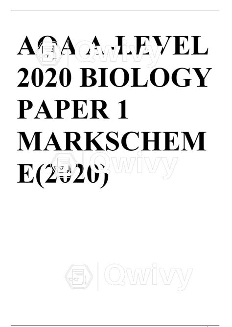 AQA A LEVEL BIOLOGY PAPER MARKSCHEME In Biology Aqa Paper