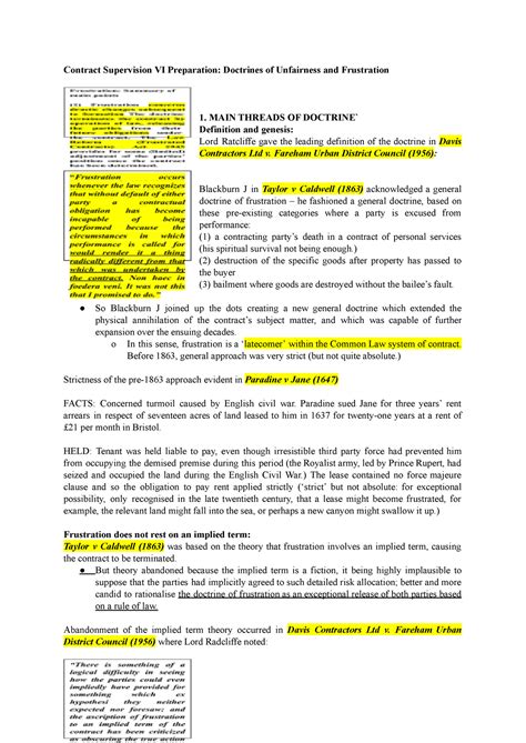 Revision Contract 6 Contract Supervision Vi Preparation Doctrines Of Unfairness And