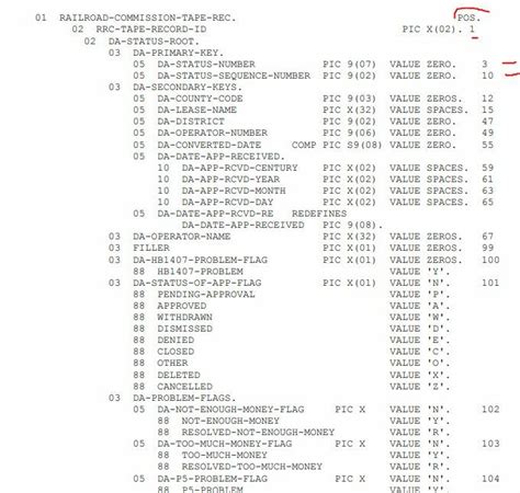 Convert Ascii Format From TX RRC Into Usable Data Bytes Per Record Schema Description