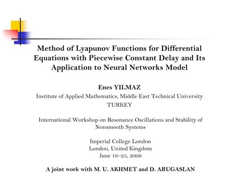 Ppt Lyapunov Functions For Differential Equations With Piecewise Constant Delay Powerpoint
