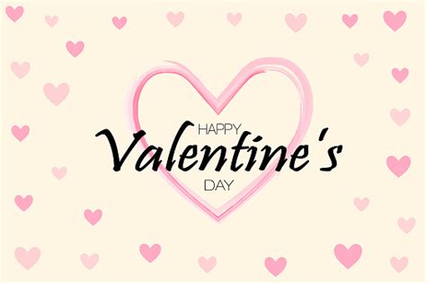 해피 발렌타인 데이 배경입니다 휴일 분홍색과 아이 보 리 스타일 카드 디자인 컨셉 손으로 그린 하트 사랑 개념입니다 명함 웹 사이트 인쇄 등을 위한 템플릿 벡터 일러스트 0