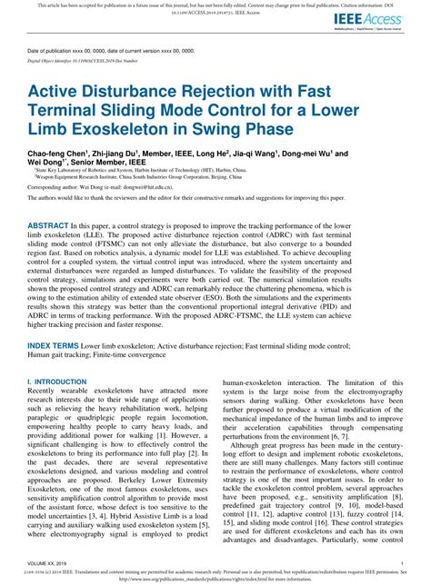 Pdf Active Disturbance Rejection With Fast Terminal Sliding Mode Control For A Lower Limb