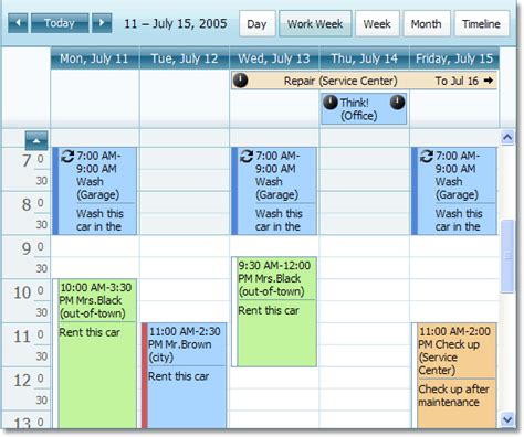 Work Week View Aspnet Web Forms Controls Devexpress Documentation