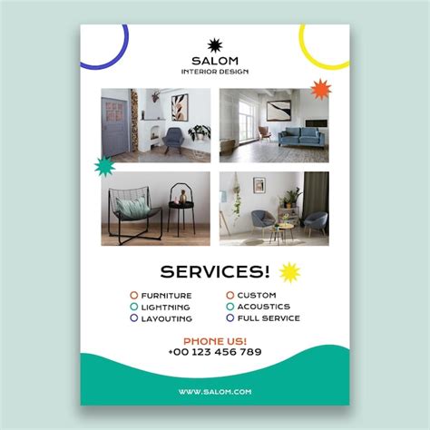 Colorful Modern Salom Interior Design Poster Free Vector