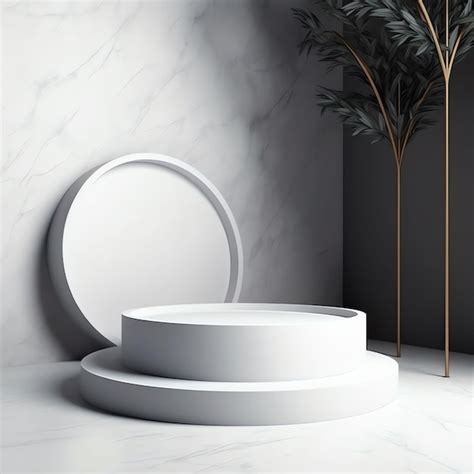 Premium Photo A White Round Platform With A Round White Object In The