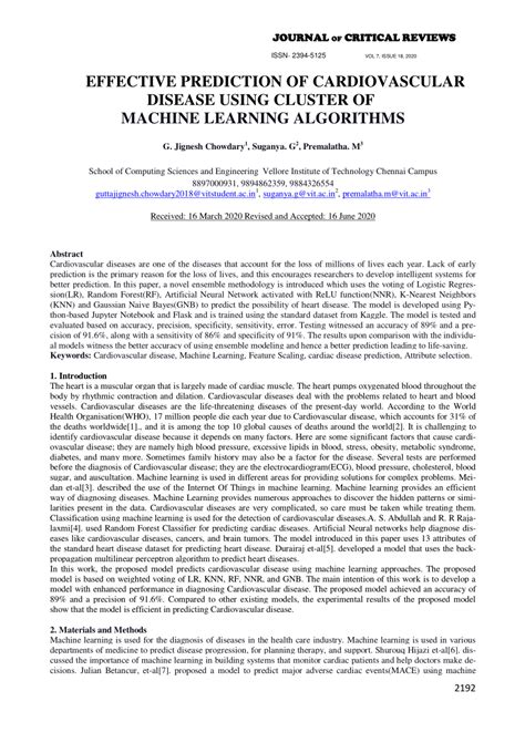 Pdf Effective Prediction Of Cardiovascular Disease Using Cluster Of