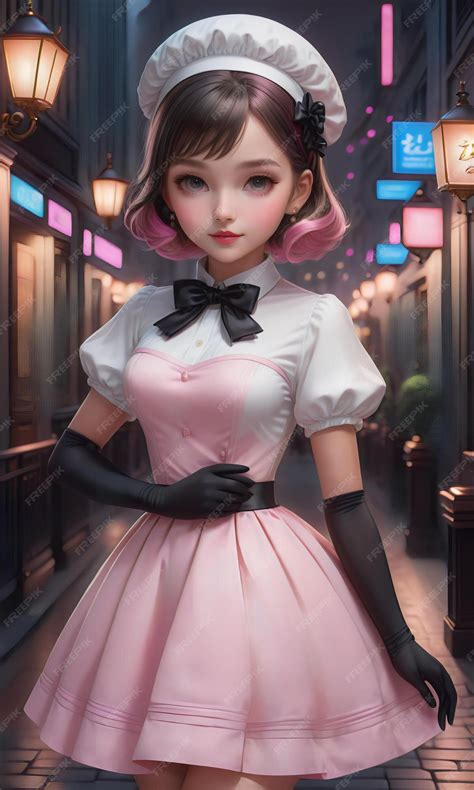 Premium Photo Anime Girl Pink Dress White Shirt