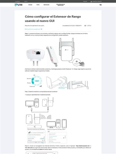 Cómo Configurar El Extensor De Rango Usando El Nuevo Gui Tp Link Argentina Pdf Contraseña