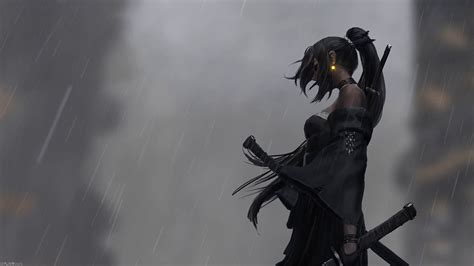 Girl Samurai Rain Live Wallpaper Live Wallpaper