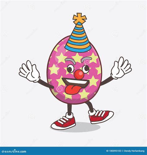 Easter Egg Cartoon Mascot Character As Funny Clown Stock Vector