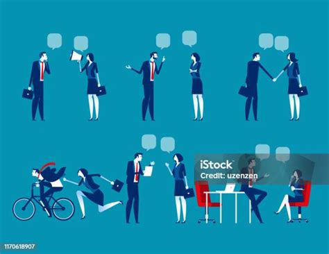 비즈니스 피플 캐릭터 세트입니다 개념 비즈니스 팀워크 벡터 일러스트레이션 브레인스토밍 솔루션 플랫 격리 경영자에 대한 스톡 벡터