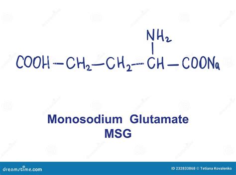 Monosodium Glutamate Msg Chemical Structure Vector Illustration Hand Drawn Stock Vector