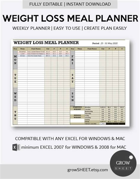 Weight Loss Excel Template