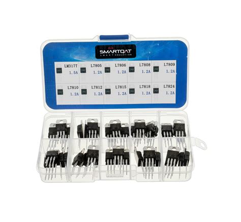 50pcs 10 Value Voltage Regulator Transistor Assortment Kit Smartqat