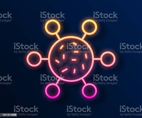 검은 색 배경에 고립 된 빛나는 네온 라인 박테리아 아이콘 박테리아와 세균 미생물 질환을 일으키는 세포암 미생물 바이러스 곰팡이