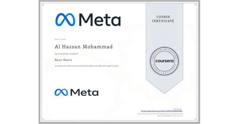 Alhassan Mohammad On Linkedin Completion Certificate For React Basics