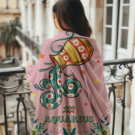 Aquarius Zodiac Blanket Astrology Lover T Horoscope Throw Celestial